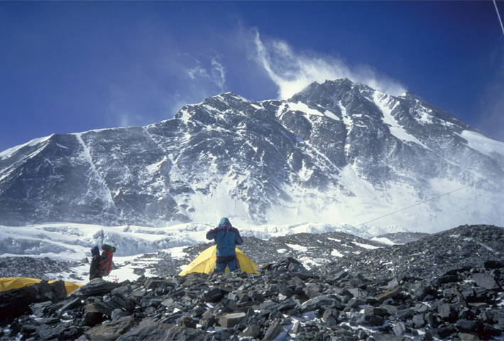 Northeast Ridge seen from Advance Base Camp(6,350m).